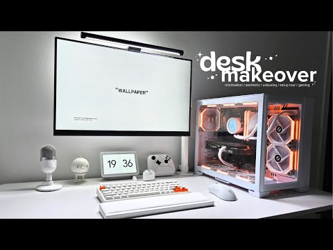 Gaming desk makeover 2024 ๐ค | minimal, white aesthetic, setup tour, new keyboard