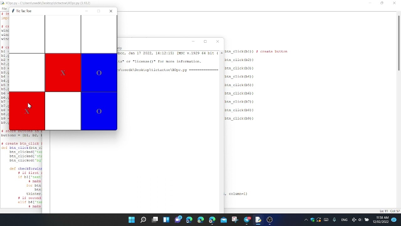 Tic Tac Toe - Python Tkinter GUI - Single Player