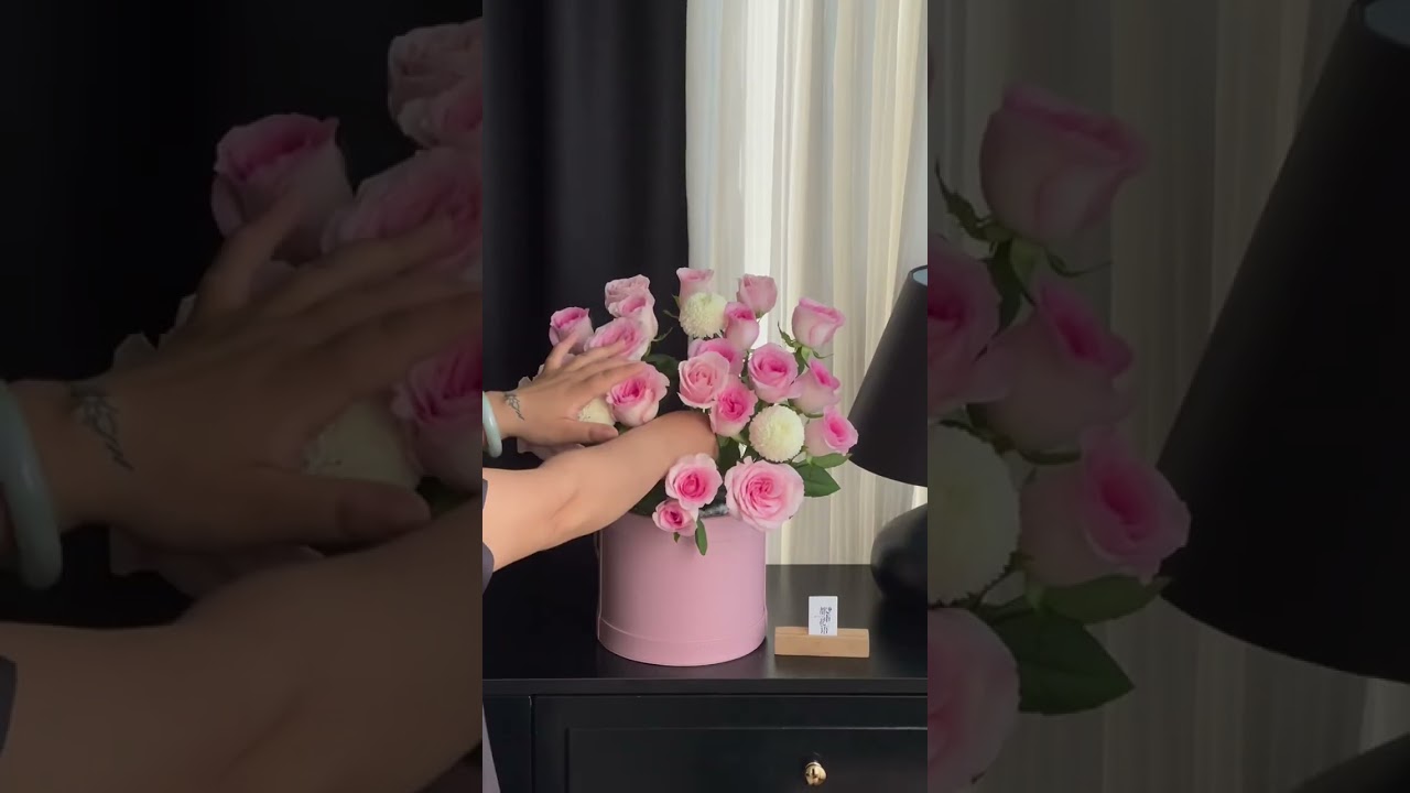 🌸🤩flower box arrangement idea💕 #flowerarrangements #bouquet #floraldesign #florist #flowerboxdiy