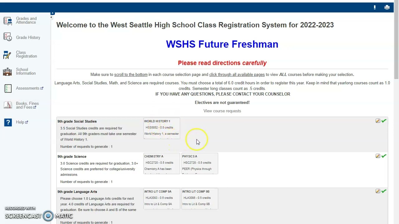 9th Grade Course Selection