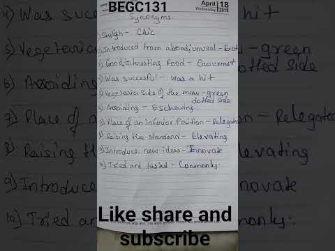 BEGC131 2025 important synonyms #ignou