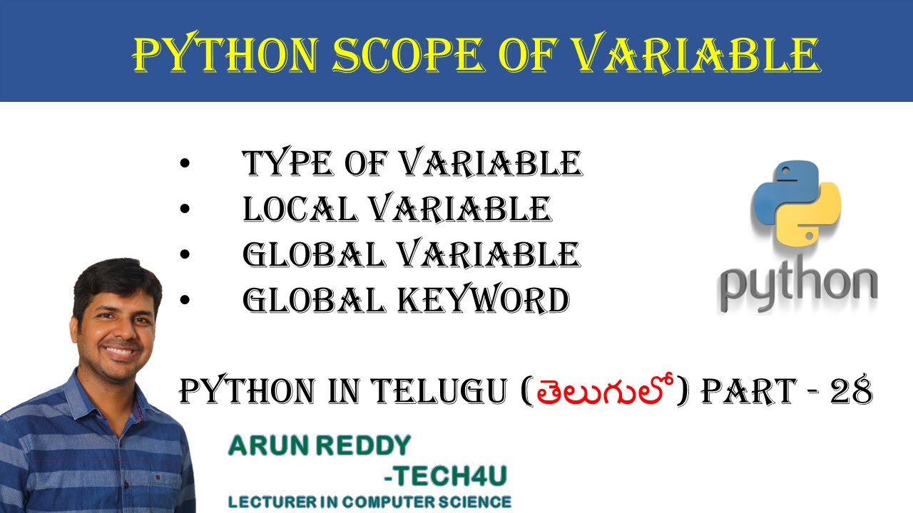PYTHON IN TELUGU PART 28 - SCOPE OF VARIBLE IN PYTHON | PYTHON VARIABLE SCOPE |
