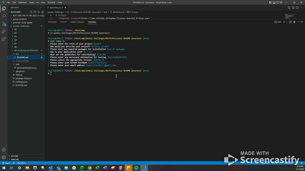 Module 9 Challenge: Node.js - Professional README Generator