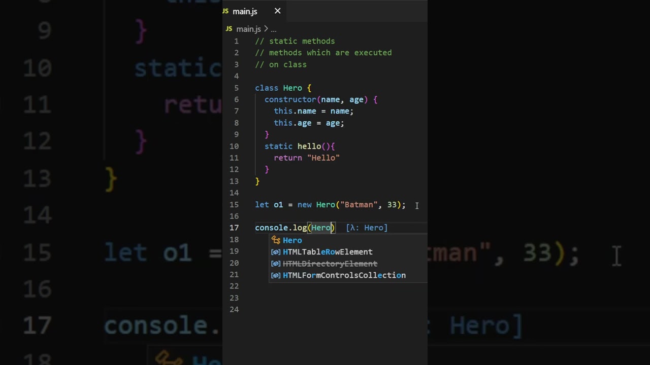 Javascript : Class Static method
