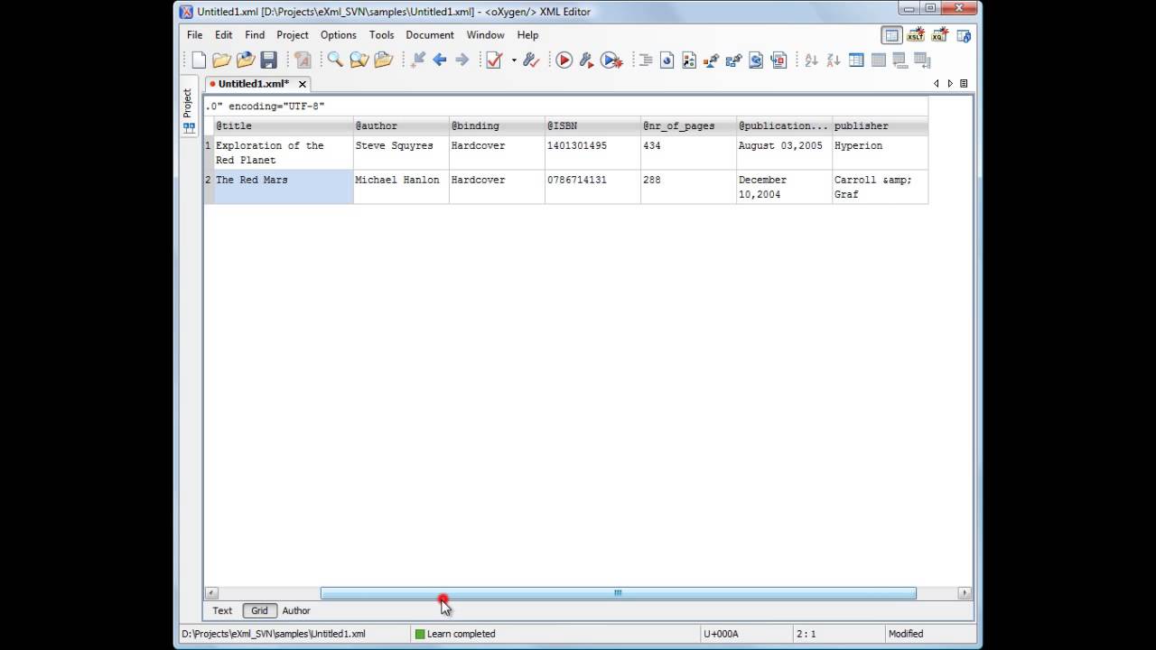 oXygen XML Editor - XML Grid Editor
