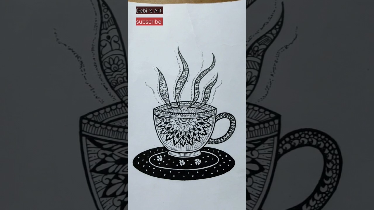Tea cup mandala art / mandala art easy # full video link on description.