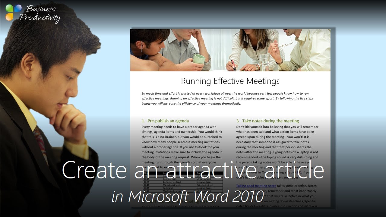 Create an attractive article in Microsoft Word 2010