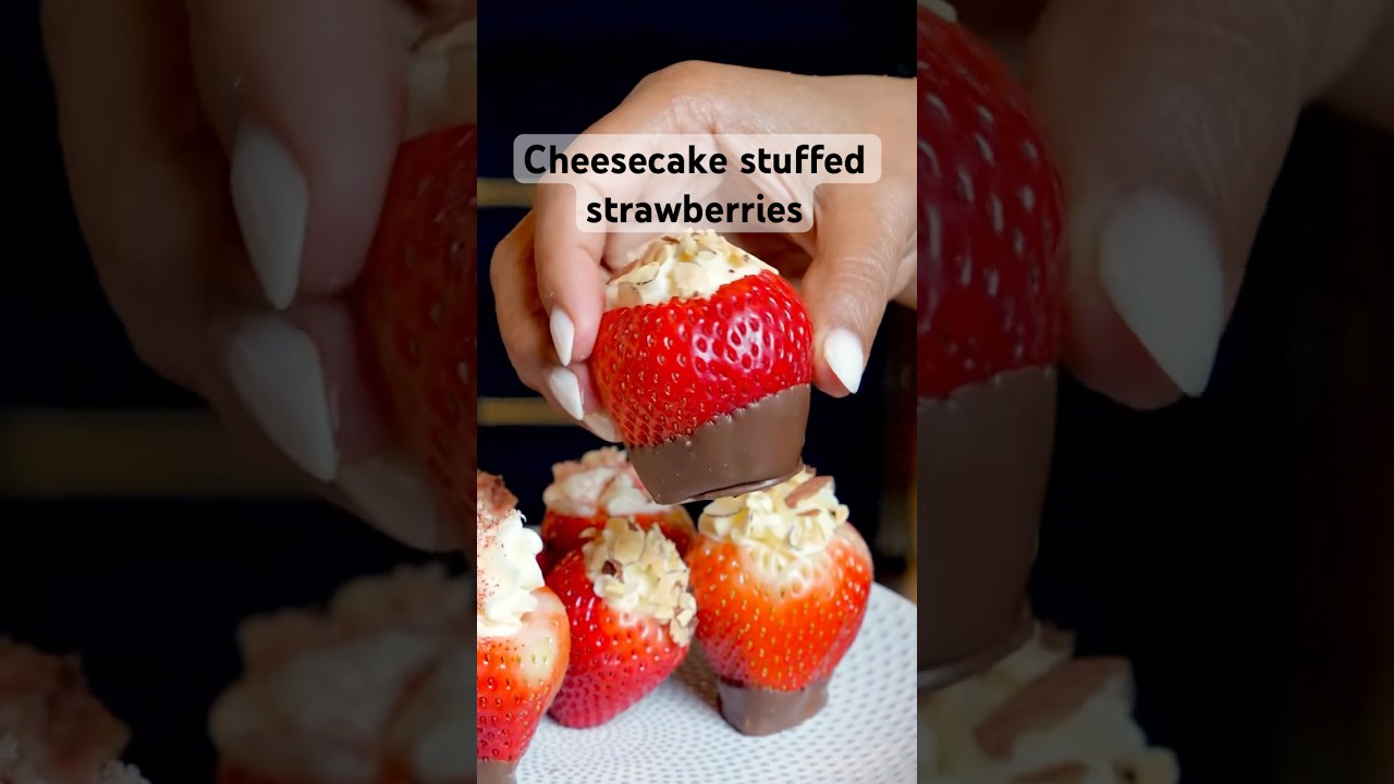 Quick and easy Cheesecake-Stuffed Strawberries!