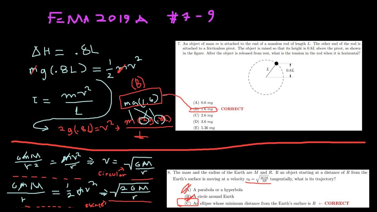 F=MA 2019A Exam A Walkthrough! -- Problems 7-9
