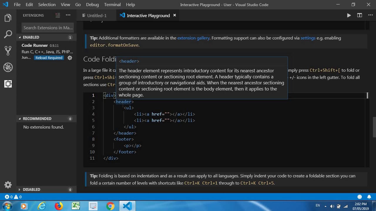 Code folding n V S code