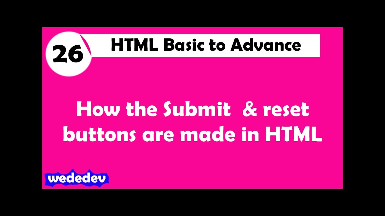 HTML Tutorial ||  submit and reset button  ||  Part- 26