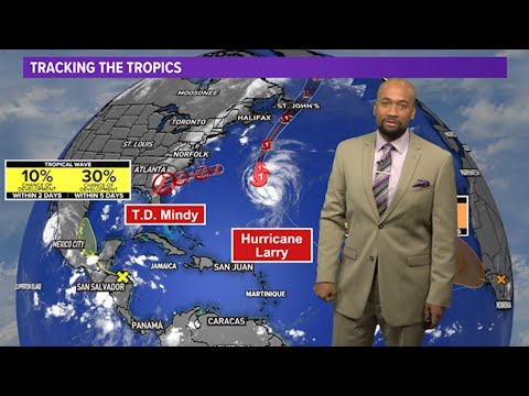 Tropical update: Tropical Depression Mindy, Hurricane Larry and 2 tropical waves