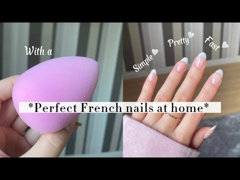 How to do French nails with a beauty blender at home (Super easy and perfect)