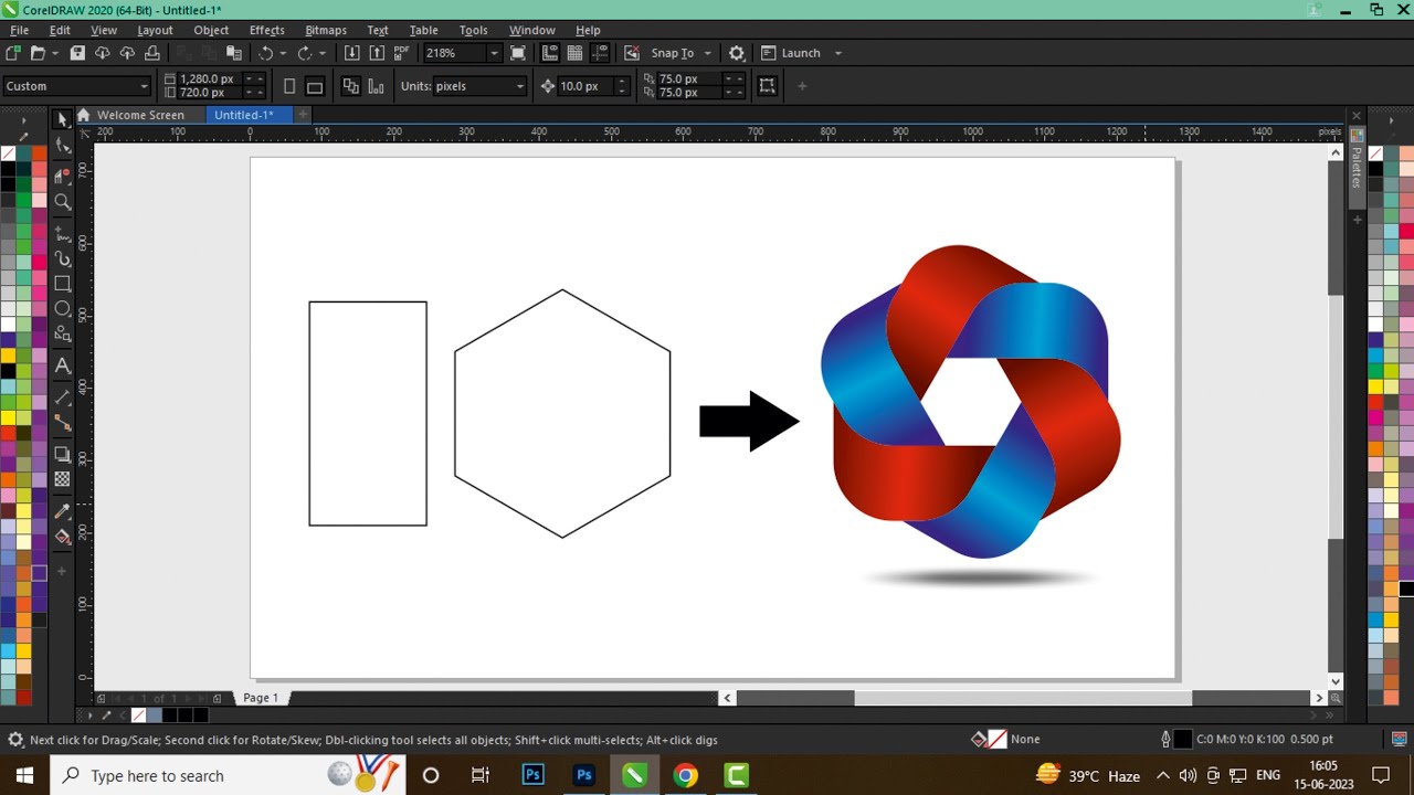 3D Polygon Logo Design| Corel Draw Tutorial | Visual Graphics