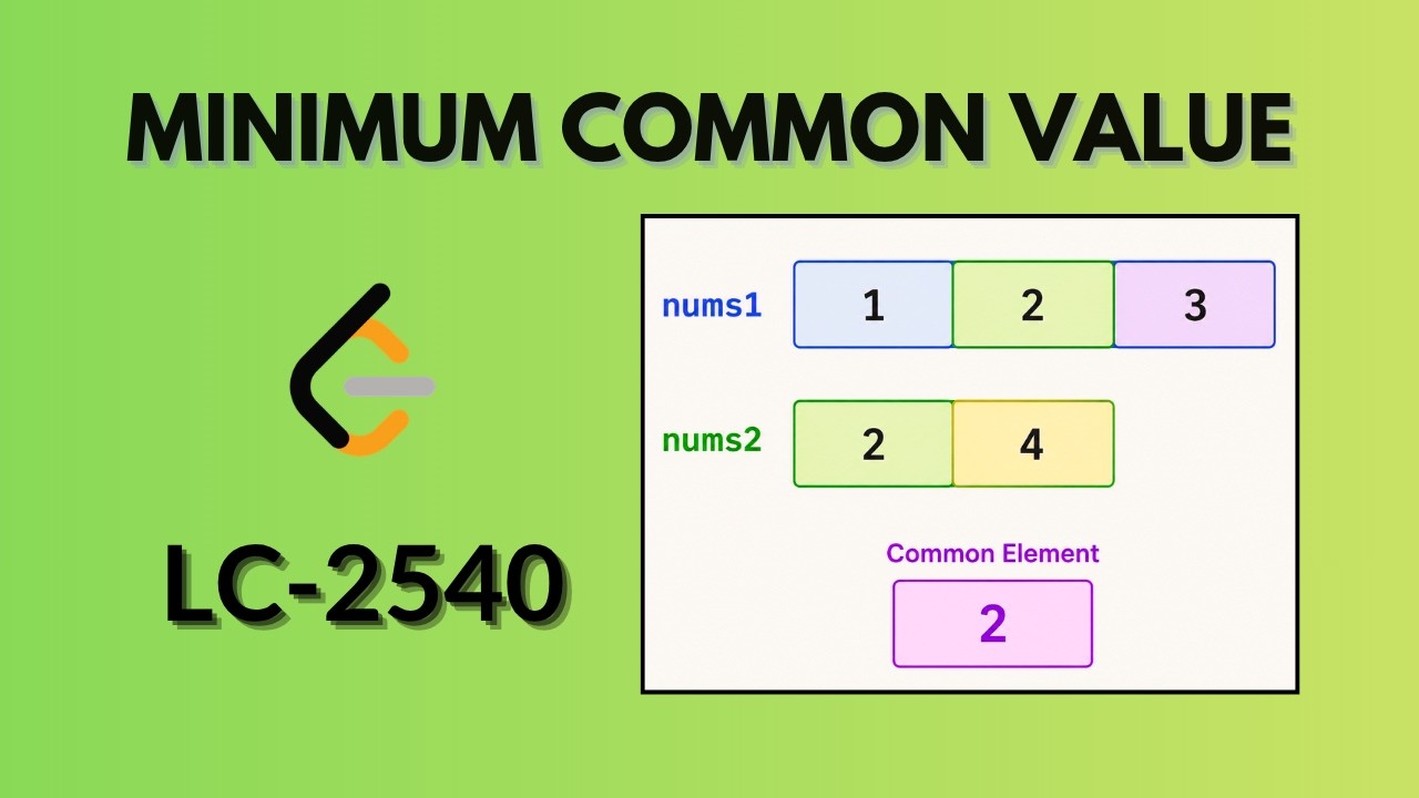 Minimum Common Value | Leetcode 2540 | Java | Hindi