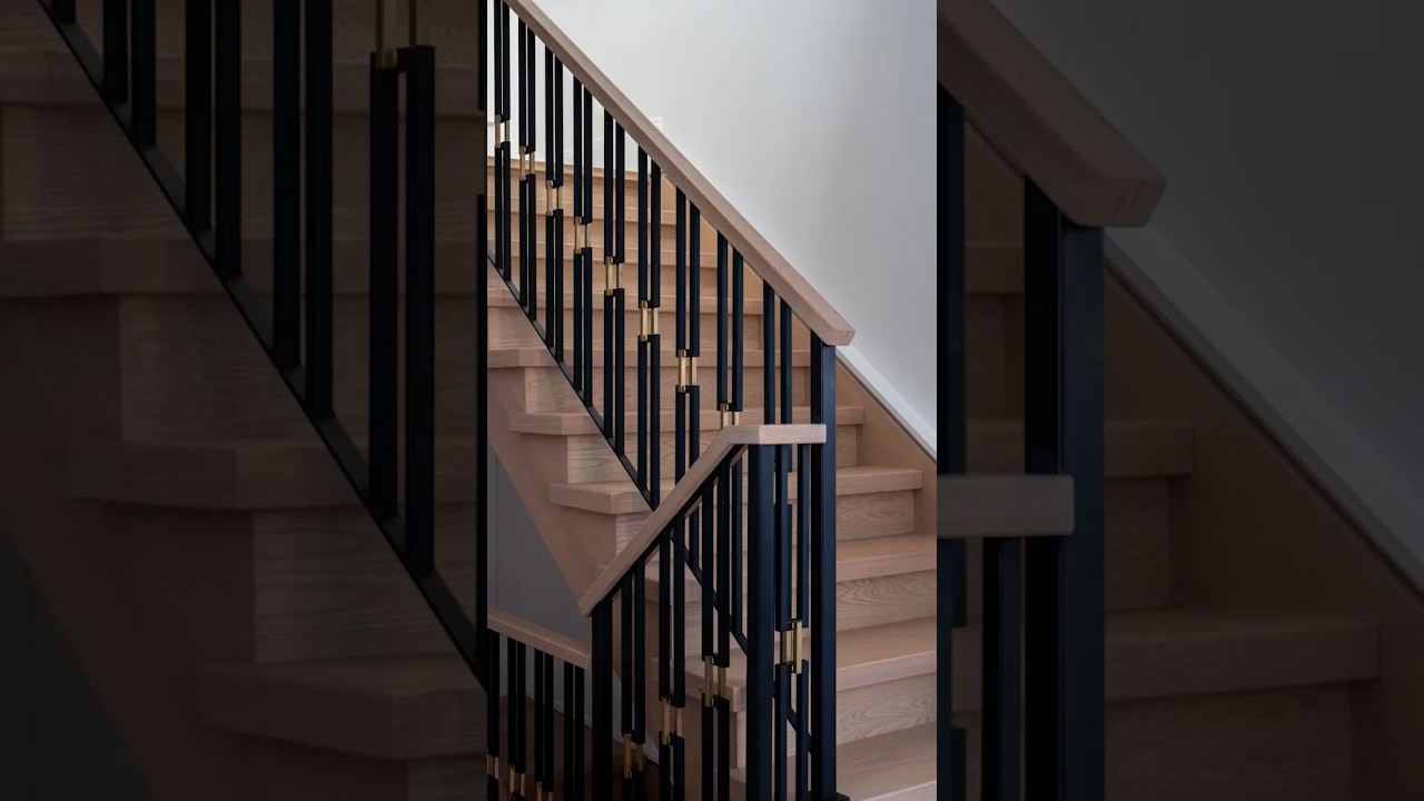 MS Railing with Wooden Handrail | Stylish & Strong Staircase Railing Design | Steely Homes