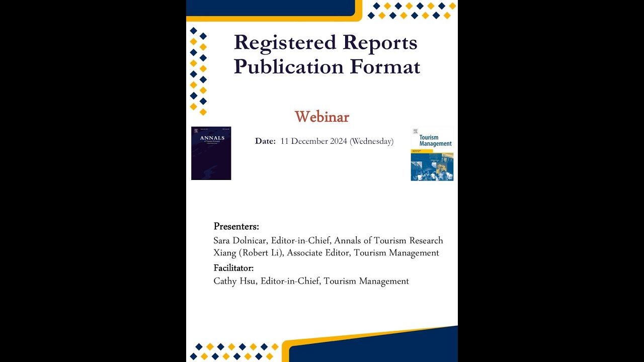 Annals of Tourism Research & Tourism Management introducing Registered Reports