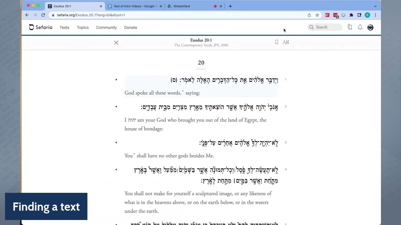 Sefaria 101 -  Welcome & Finding a Known Text