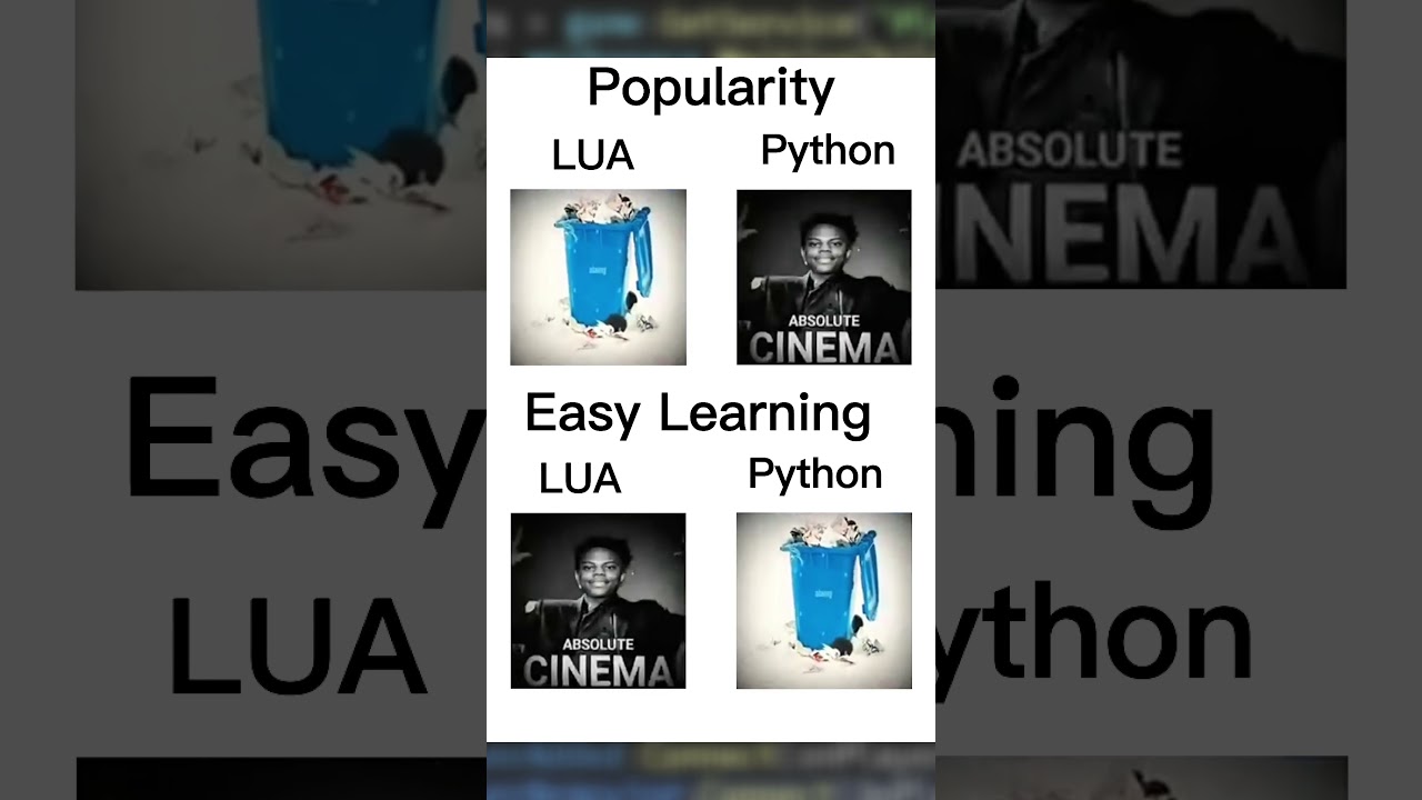 LUA vs Python be like #lua #python #versus #shorts #shortsfeed #fyp #coding