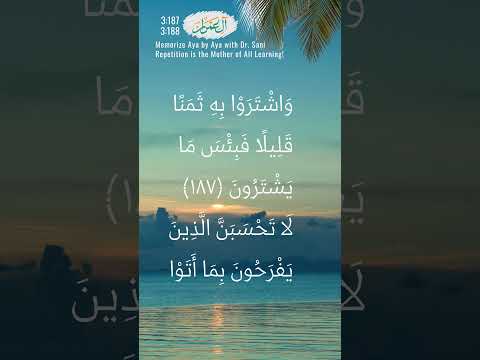 Ali-Imran 3:187 - 3:188 | سورة آل عمران | Memorize Aya by Aya | Dr. Sani | Repetition for Learning