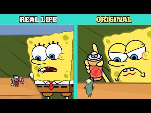 SpongeBob & Plankton | SpongeBob Original vs Real life | SpongeBob Animation