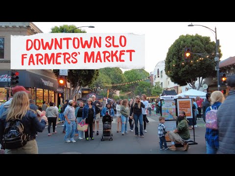 [4K] California Walk: Downtown SAN LUIS OBISPO FARMERS' MARKET