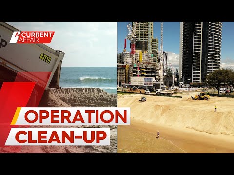 The race to rebuild Gold Coast beaches in time for Easter visitors | A Current Affair