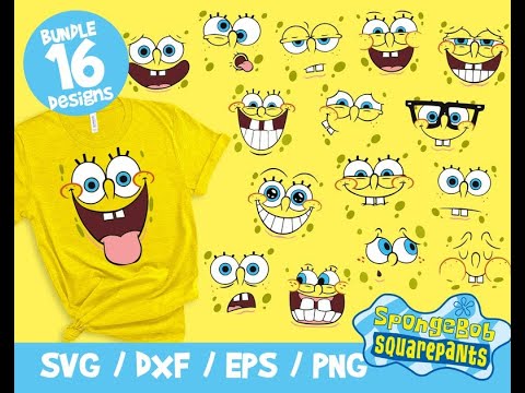 Spongebob Faces Bundle Digital Download ClipArt Graphic Wall Deco Vector SVG PNG DXF Vinyl Cricut