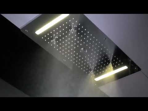 Modern Bath Thermostatic Mixer Shower Faucets Ceiling 5 Functions Waterfall Rainfall Led Shower Head