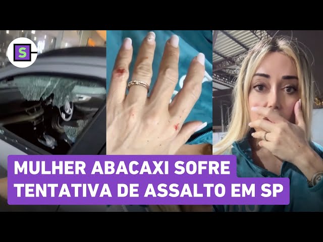 Mulher Abacaxi tem vidro do carro estilhaçado em tentativa de assalto