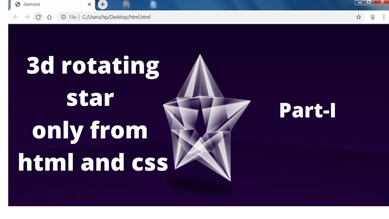 3d rotating diamond only from html and css || Coding Web full tutorial