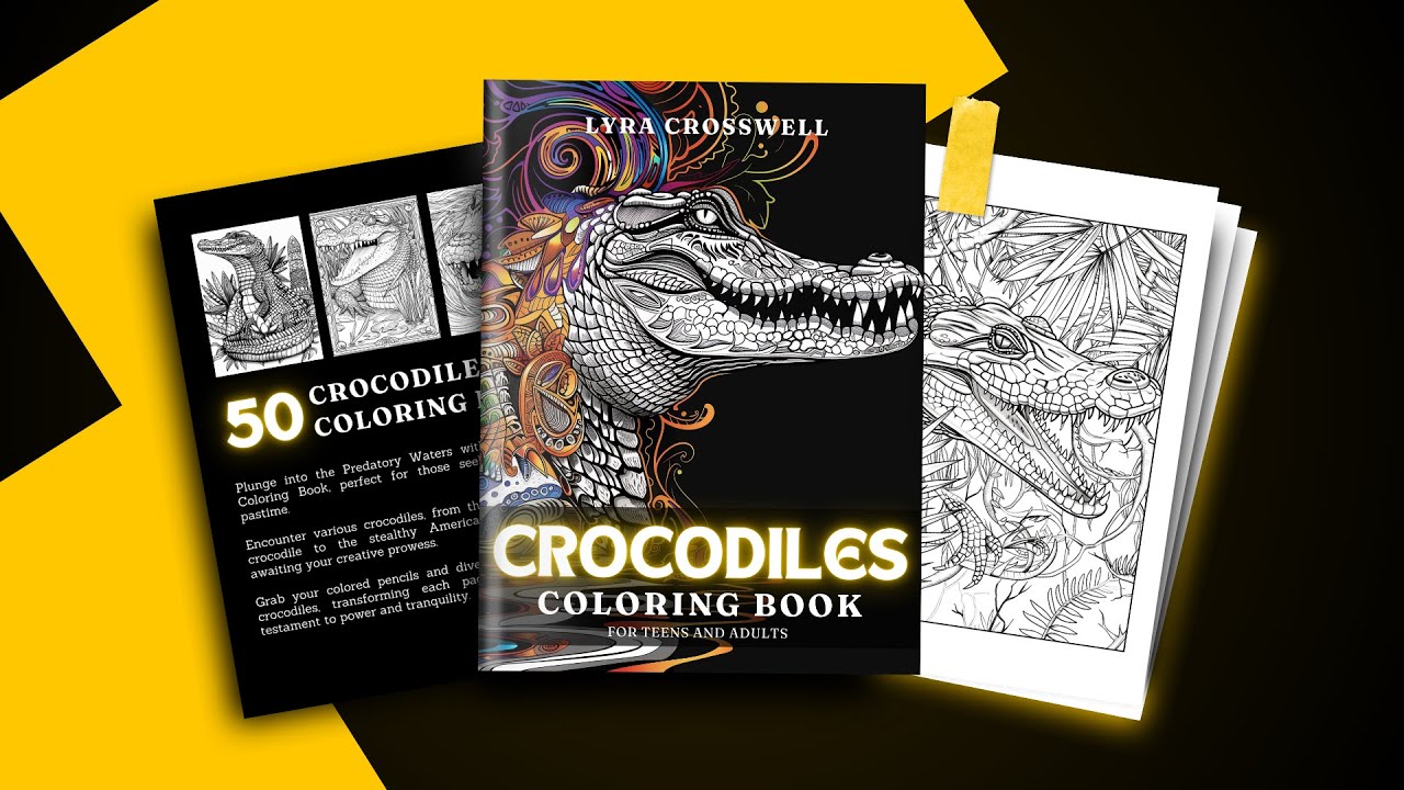 Crocodile Coloring Book - 50 Coloring Pages for Adults & Teens