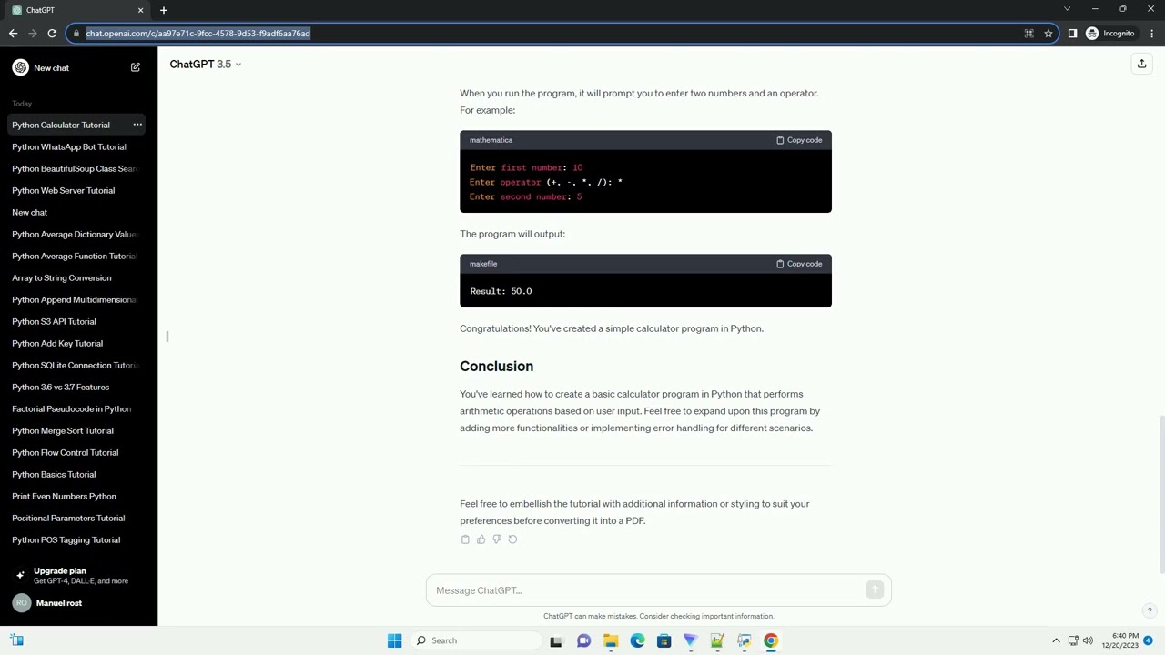 python calculator program pdf