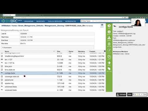 Job results and links to the generated genomes