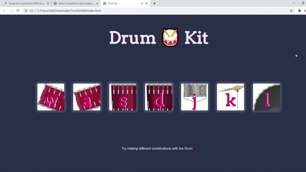 Drum Kit In JavaScript With Source Code | Source Code & Projects