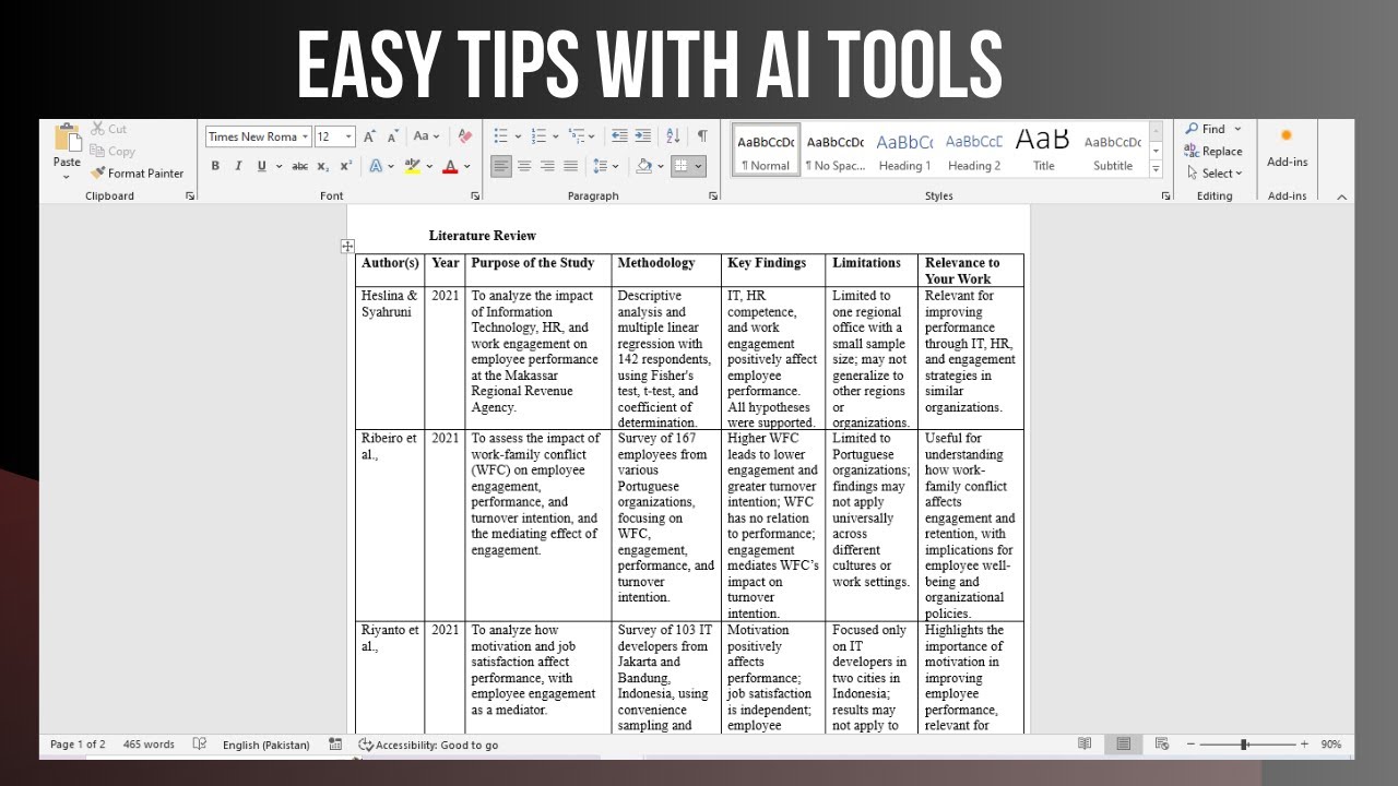 How to Write a Literature Review in Table Format.