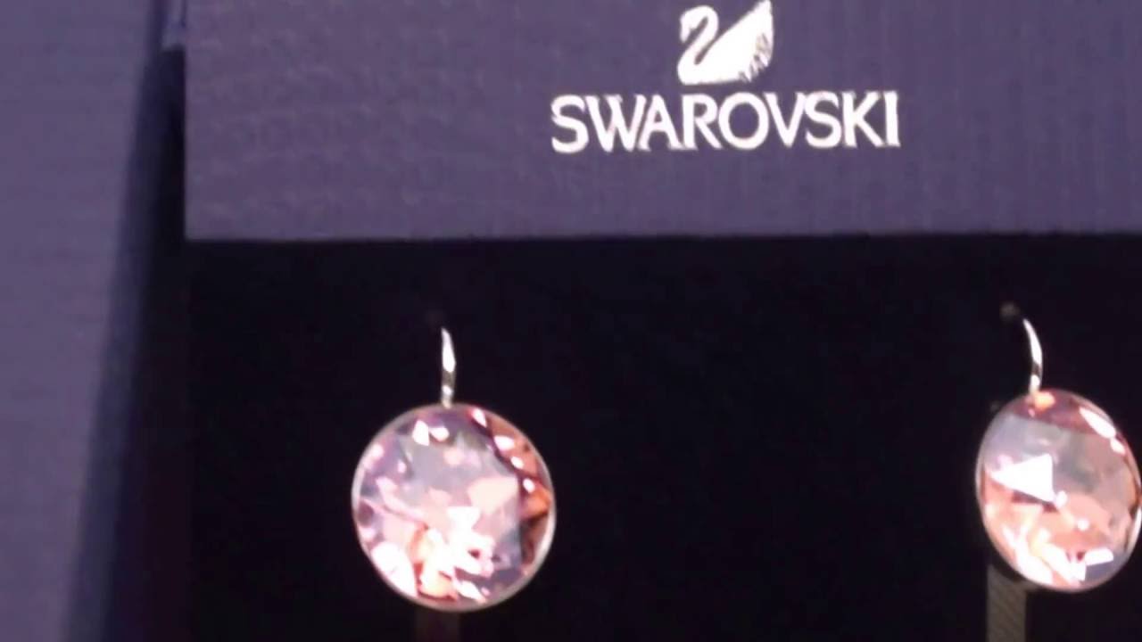 SWARVOSKI CRYSTAL Silver-Tone Pink Crystal Drop Earrings