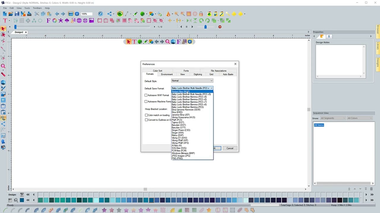 Formats Preference Tab | Floriani Total Control U