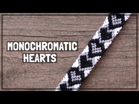 Monochromatic Hearts Friendship Bracelet Tutorial [CC]