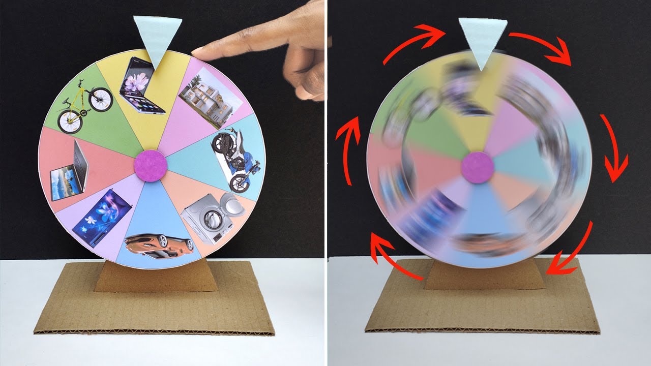 How to make a cardboard spinning wheel | Prize wheel | DIY wheel