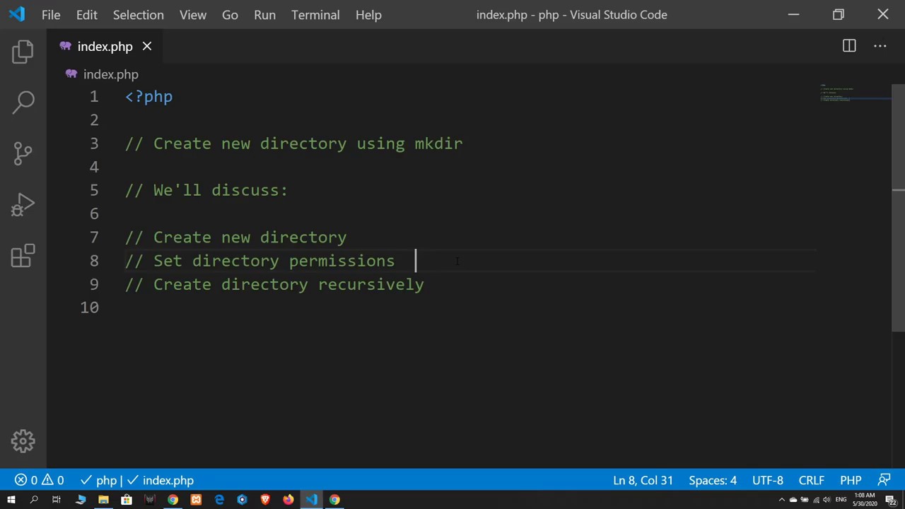 10 Create new directory using mkdir function | PHP