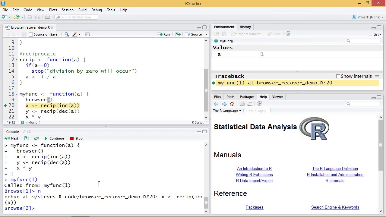 R Programming: Debugging with Browser and Debug