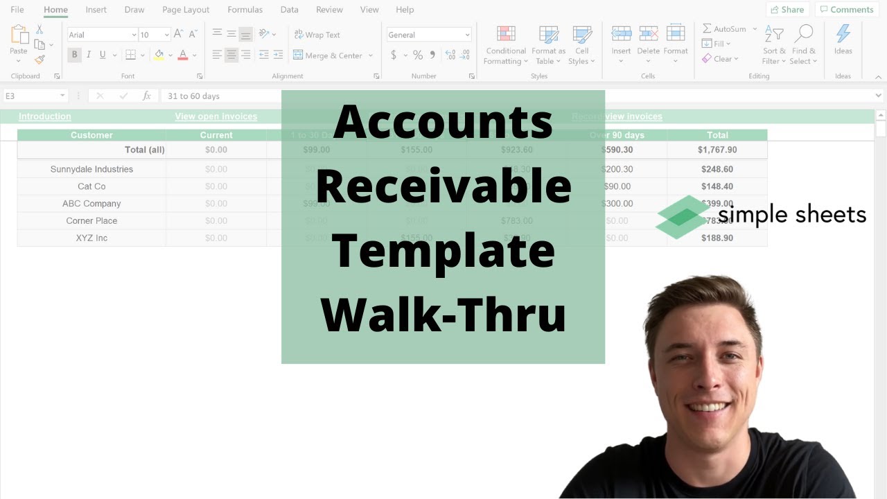 Accounts Receivable Excel Template Step-by-Step Video Tutorial by Simple Sheets