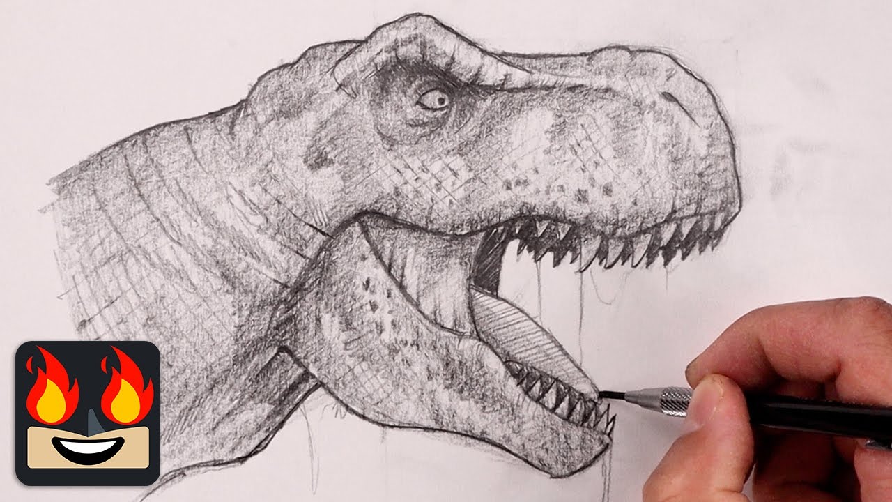 How To Draw T-Rex | Step By Step Sketch Tutorial