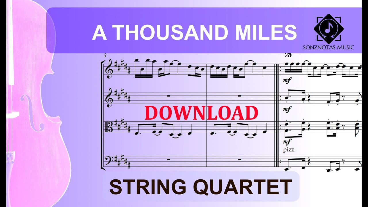 A Thousand Miles | Sheet Music for String Quartet | Venessa Carlton | Download