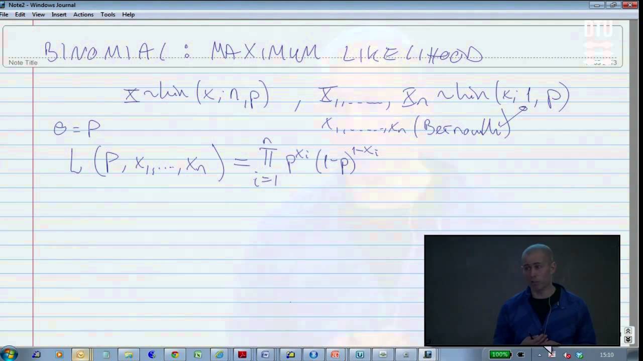 EXTRA MATH Lec 6B: Maximum likelihood estimation for the binomial model