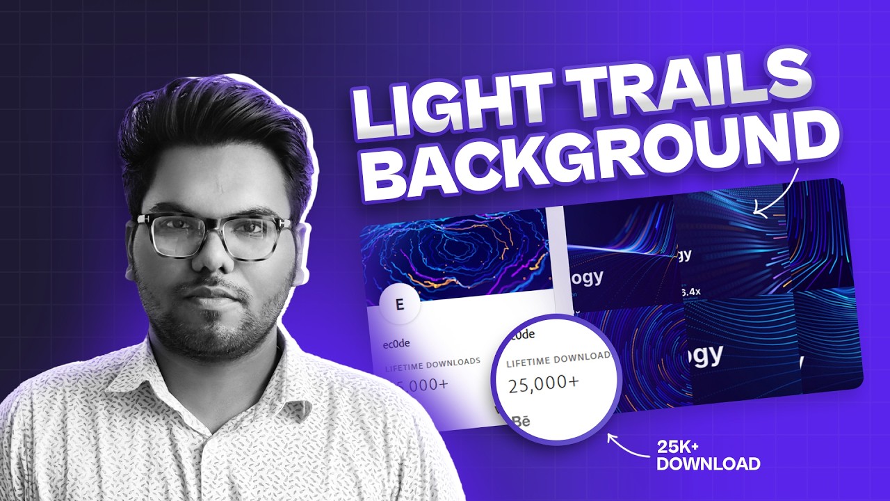 Adobe Stock Top Selling Light Trails Technology Background in Illustrator | Design WIth Abir