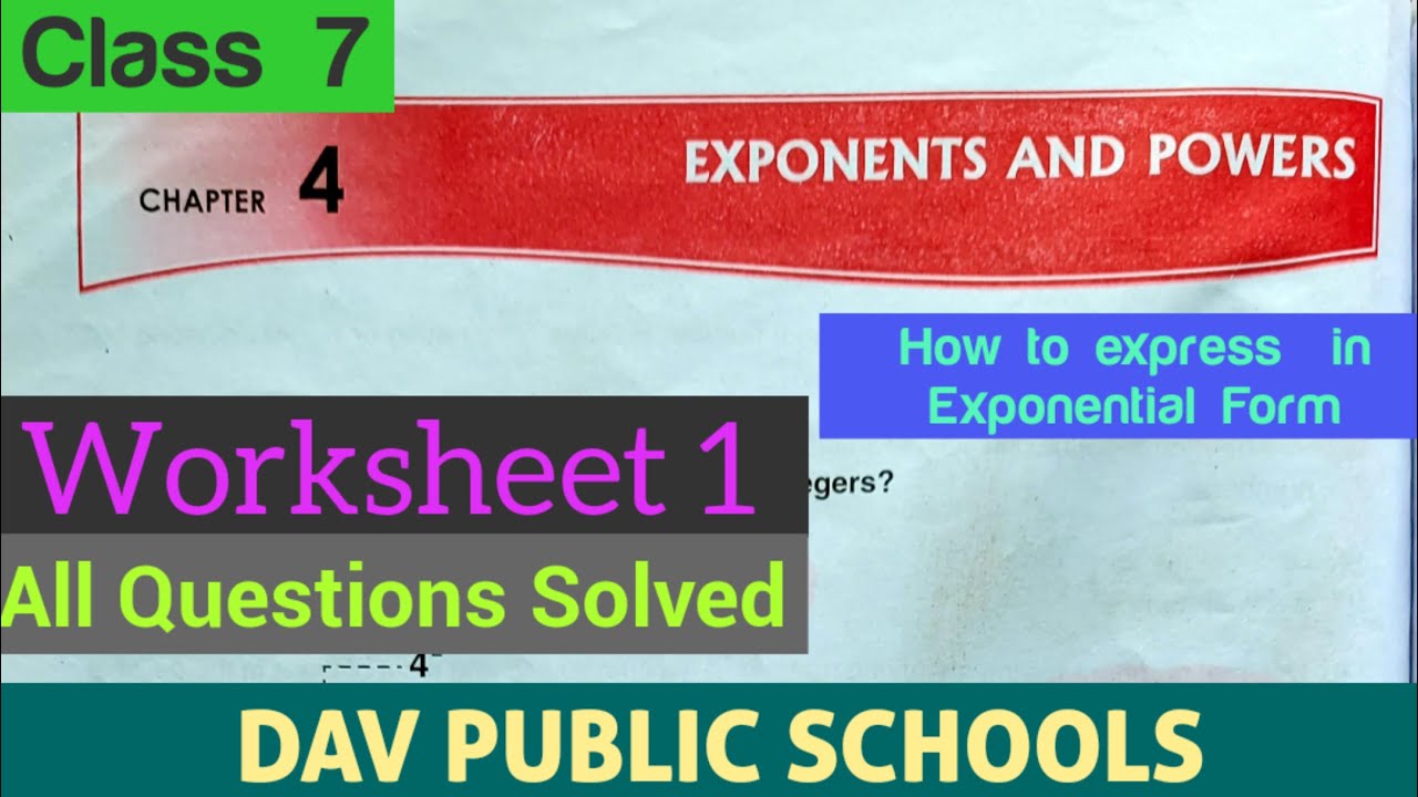 DAV class 7 maths chapter 4 worksheet 1 - All Questions Solved