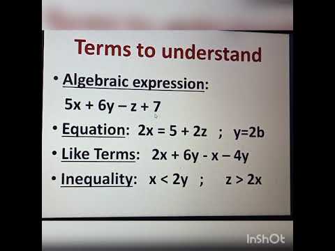 Definition ofAlgebra,Variable, constant,Coefficient,like terms,equations,Statements into Expressions