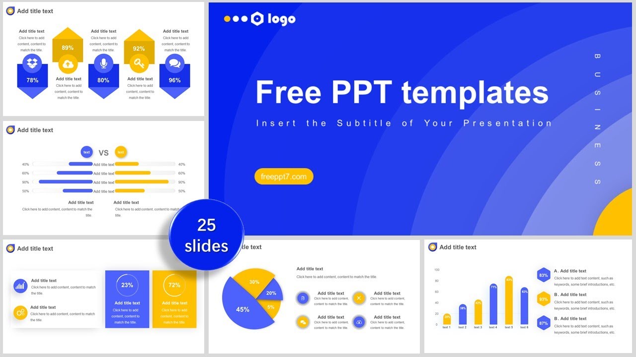Blue Simple Style Business PowerPoint Templates🔥Free Slides 🔥